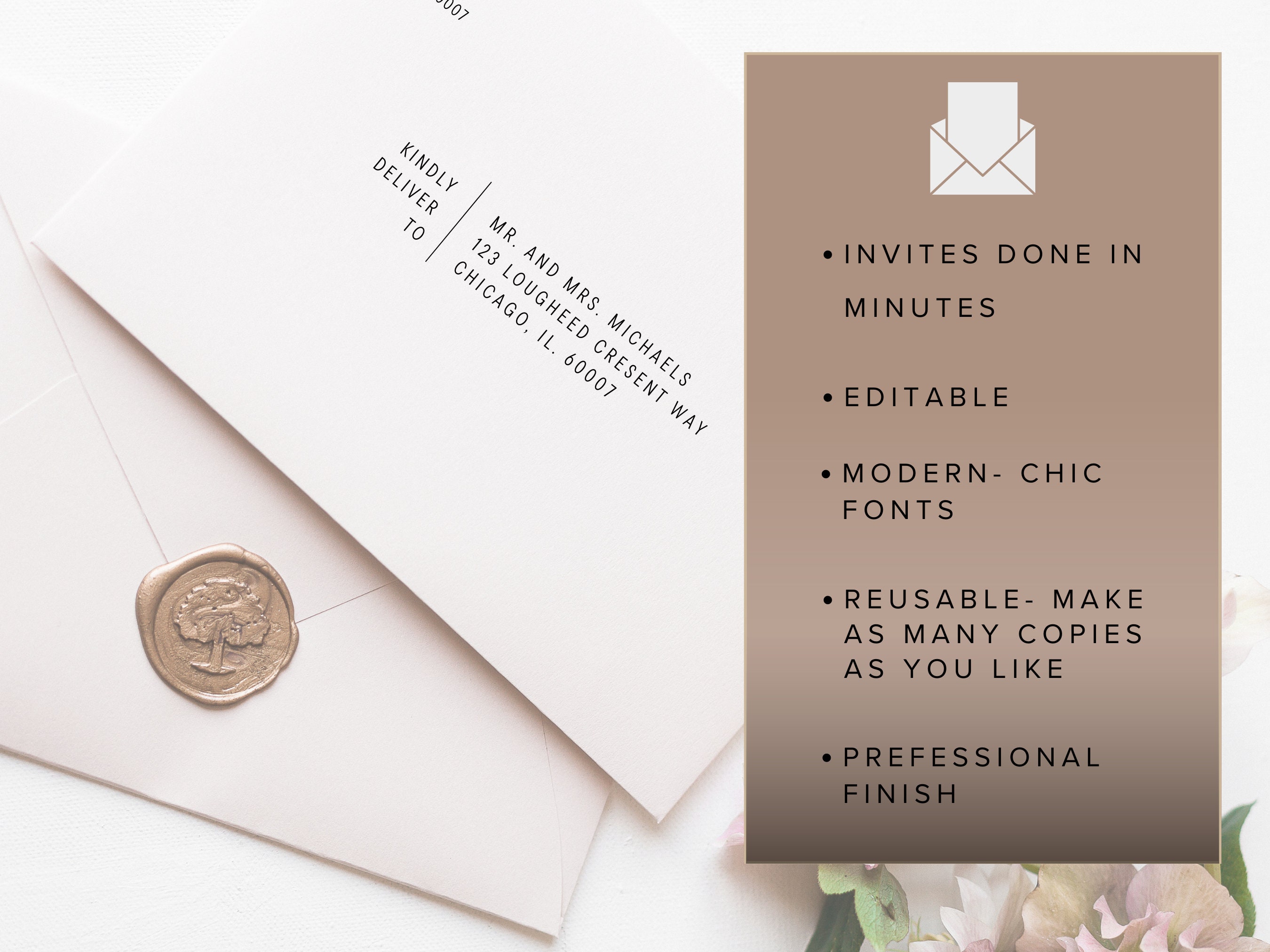 Modern Address Label DIY Wedding Labels Envelope Address Template ...