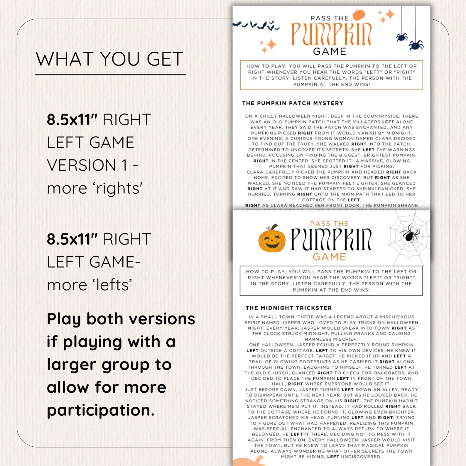 Halloween Left Right Games, Pass the Pumpkin Game, Halloween Pass the ...