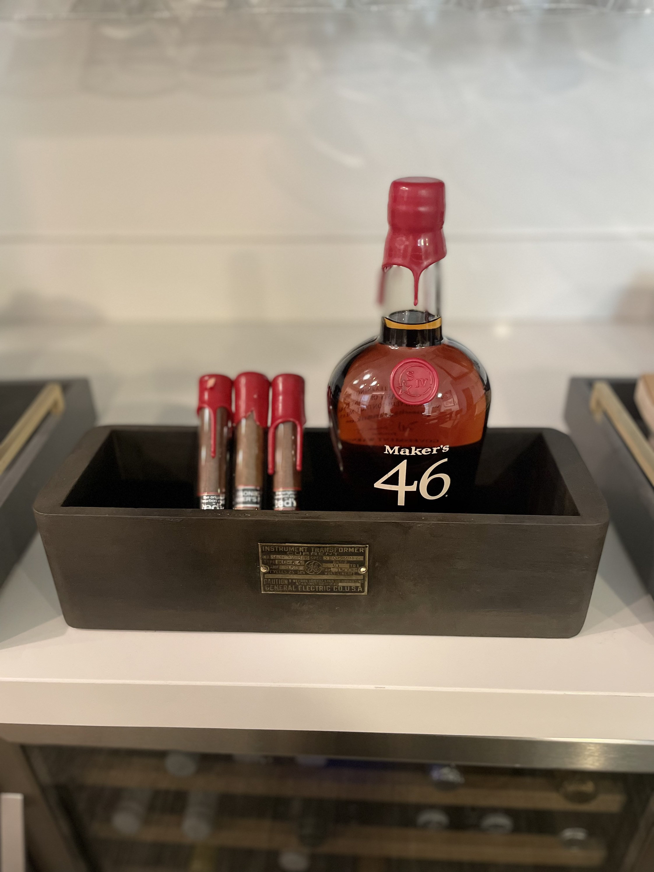 Vintage Wood Box and Vintage General Electric Metal Plate Badge Tag ...