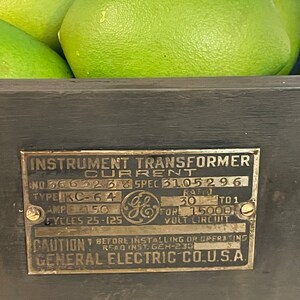 Vintage Wood Box and Vintage General Electric Metal Plate Badge Tag ...