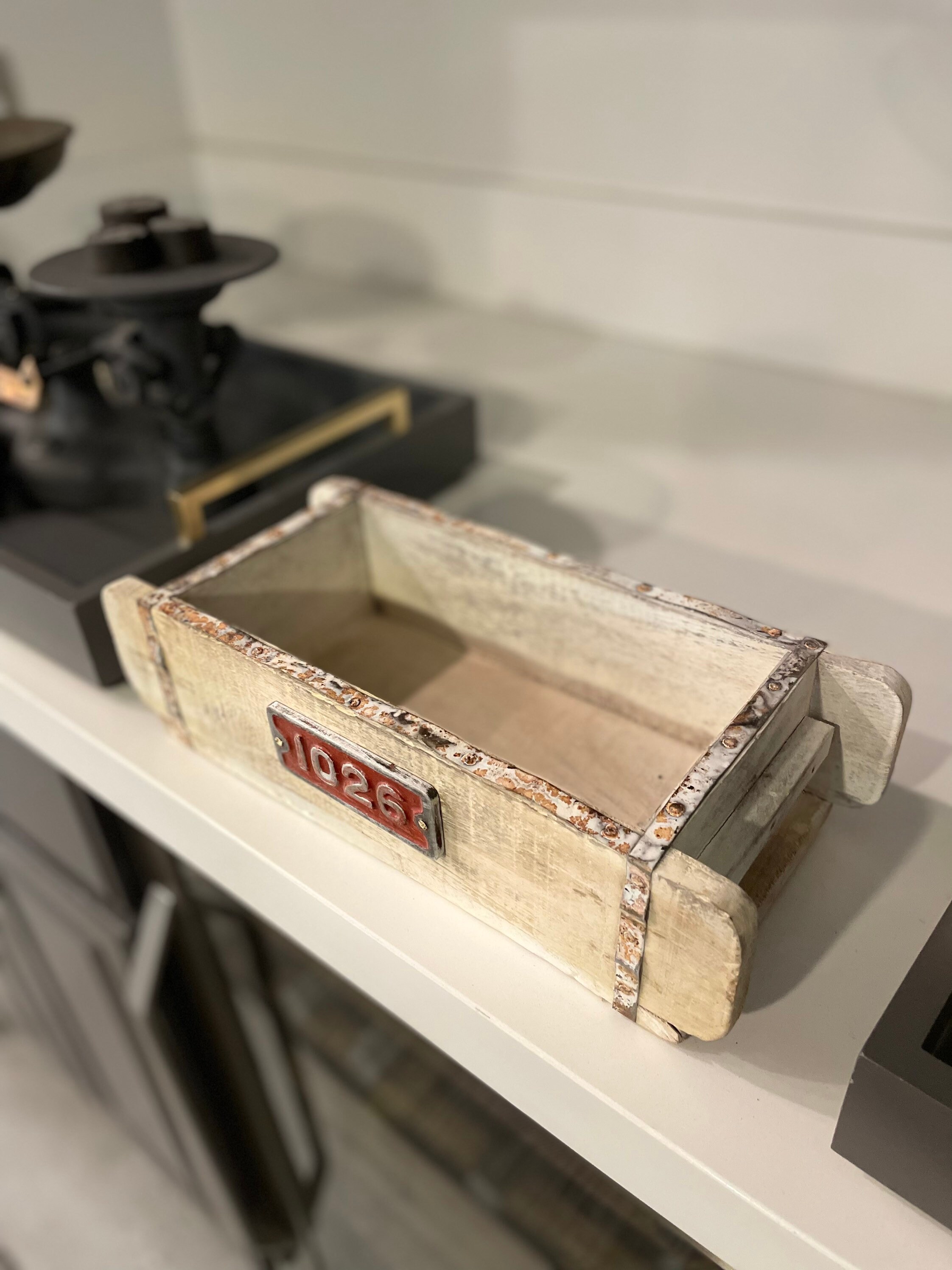 Vintage Wooden Brick Mold Box With Vintage Metal Fire Box - Etsy