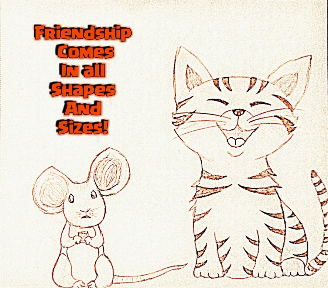 Cat and Mouse Friends Digital Art Download Decor Wall Hanging Child ...