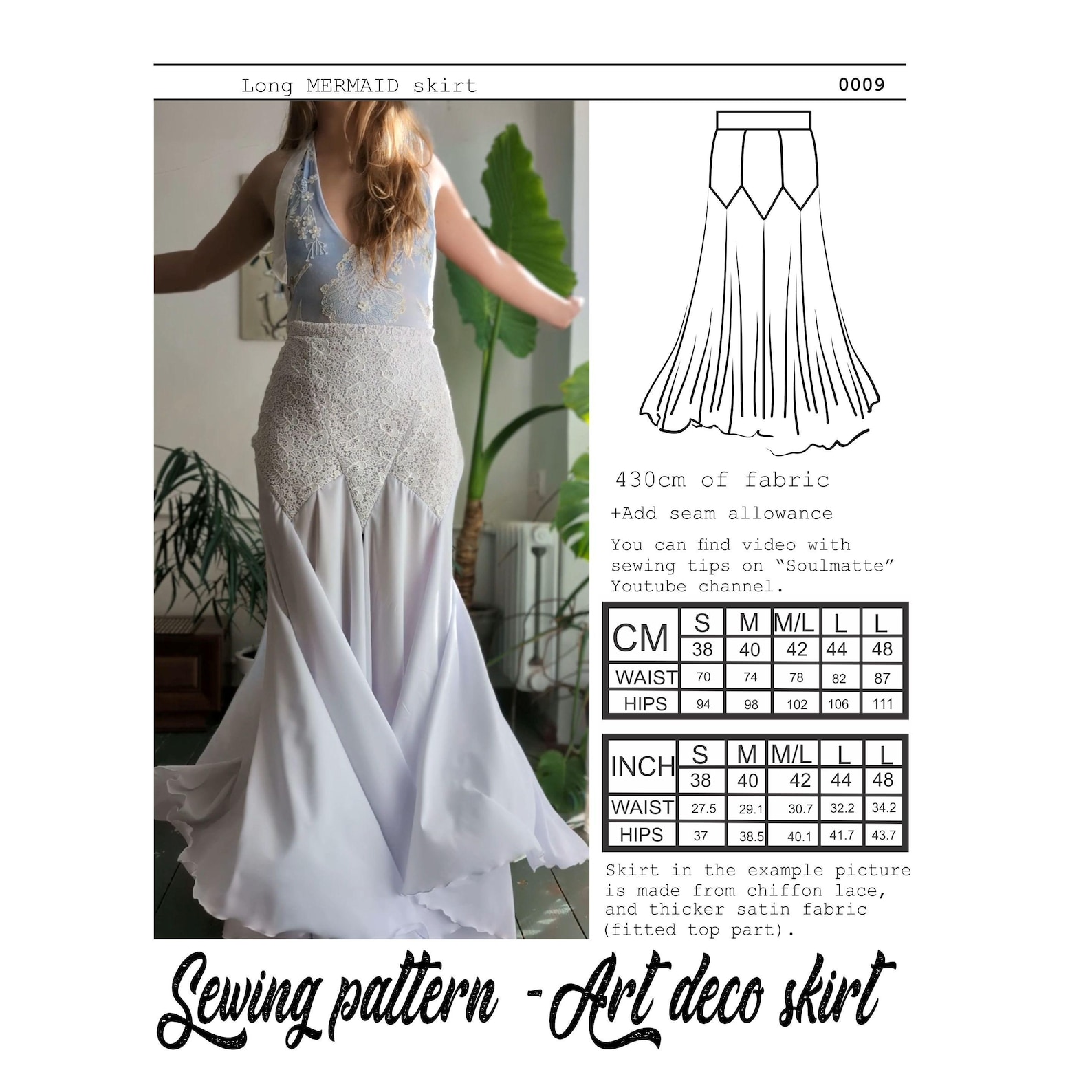 Mermaid Fishtail Skirt Sewing Pattern, Bodycon Gown (PDF Pattern) - Etsy