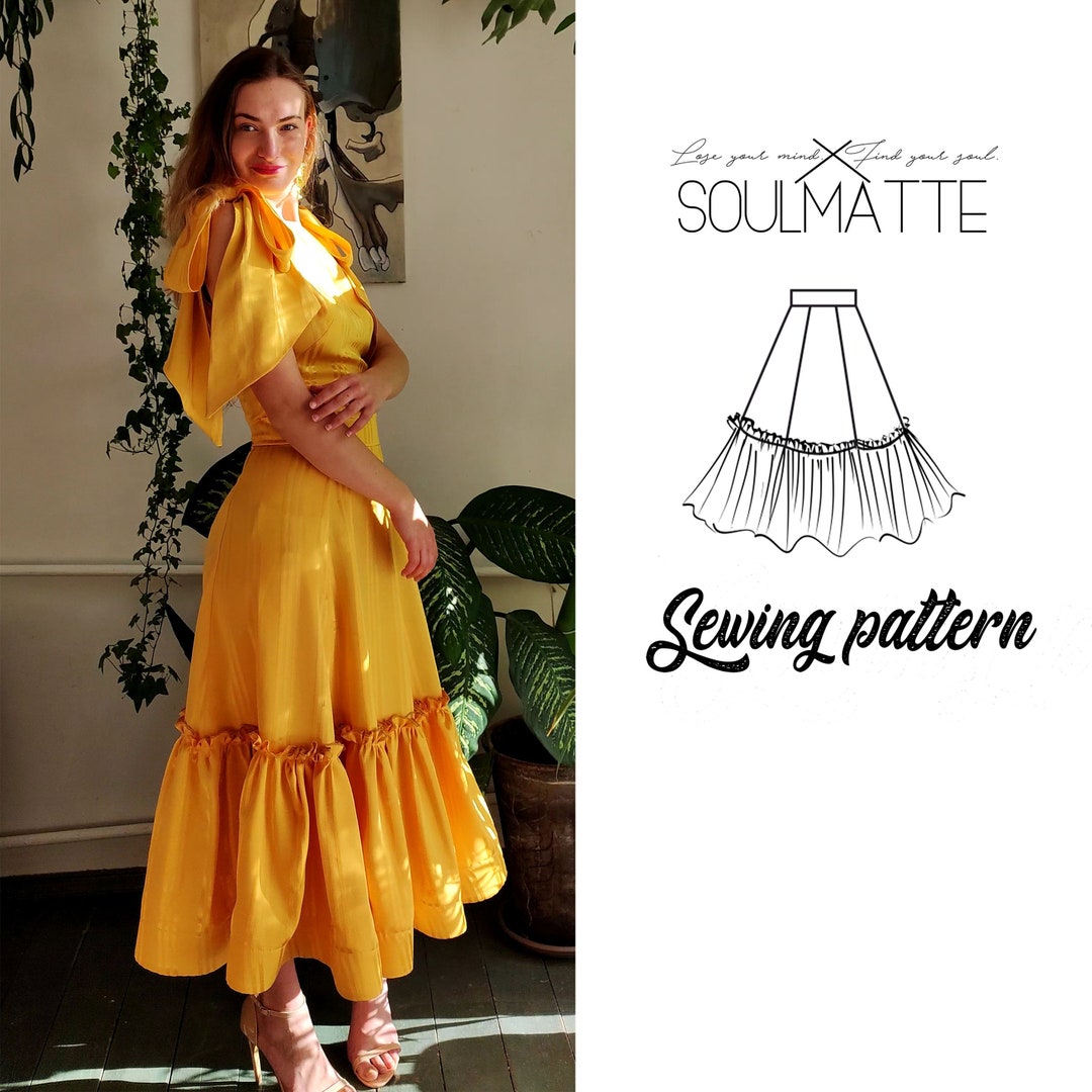 Digital Skirt Pattern With Video Tutorial, Gore Evening Skirt Pattern ...