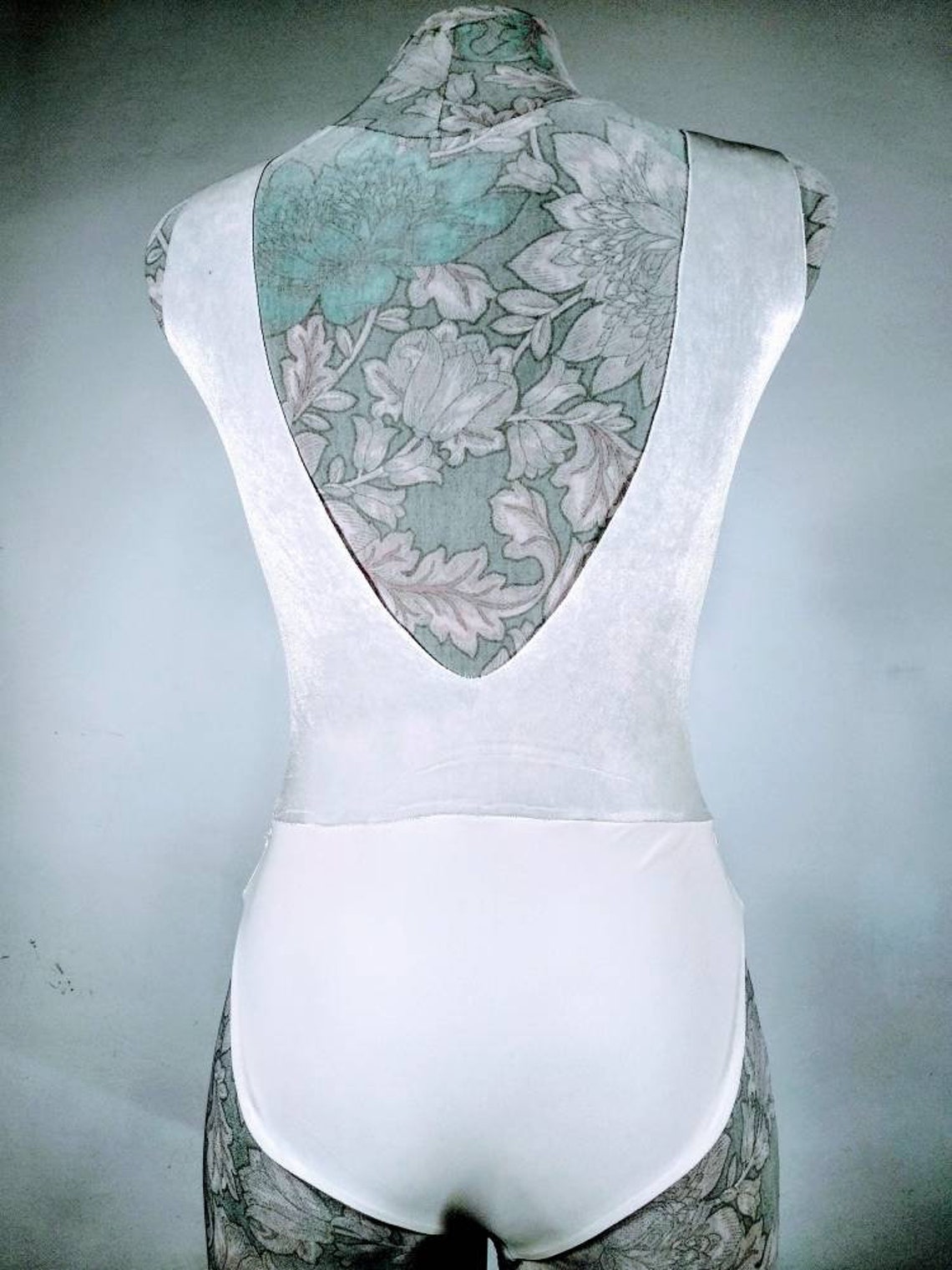 Bodysuit White Leotard Velvet Bodice Dancer Bodysuit Lace Etsy