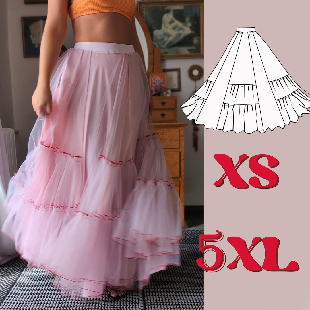 PDF Underskirt Pattern, LONG Evening Skirt Pattern for Beginners, Girl ...