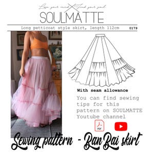PDF Underskirt Pattern, LONG Evening Skirt Pattern for Beginners, Girl ...