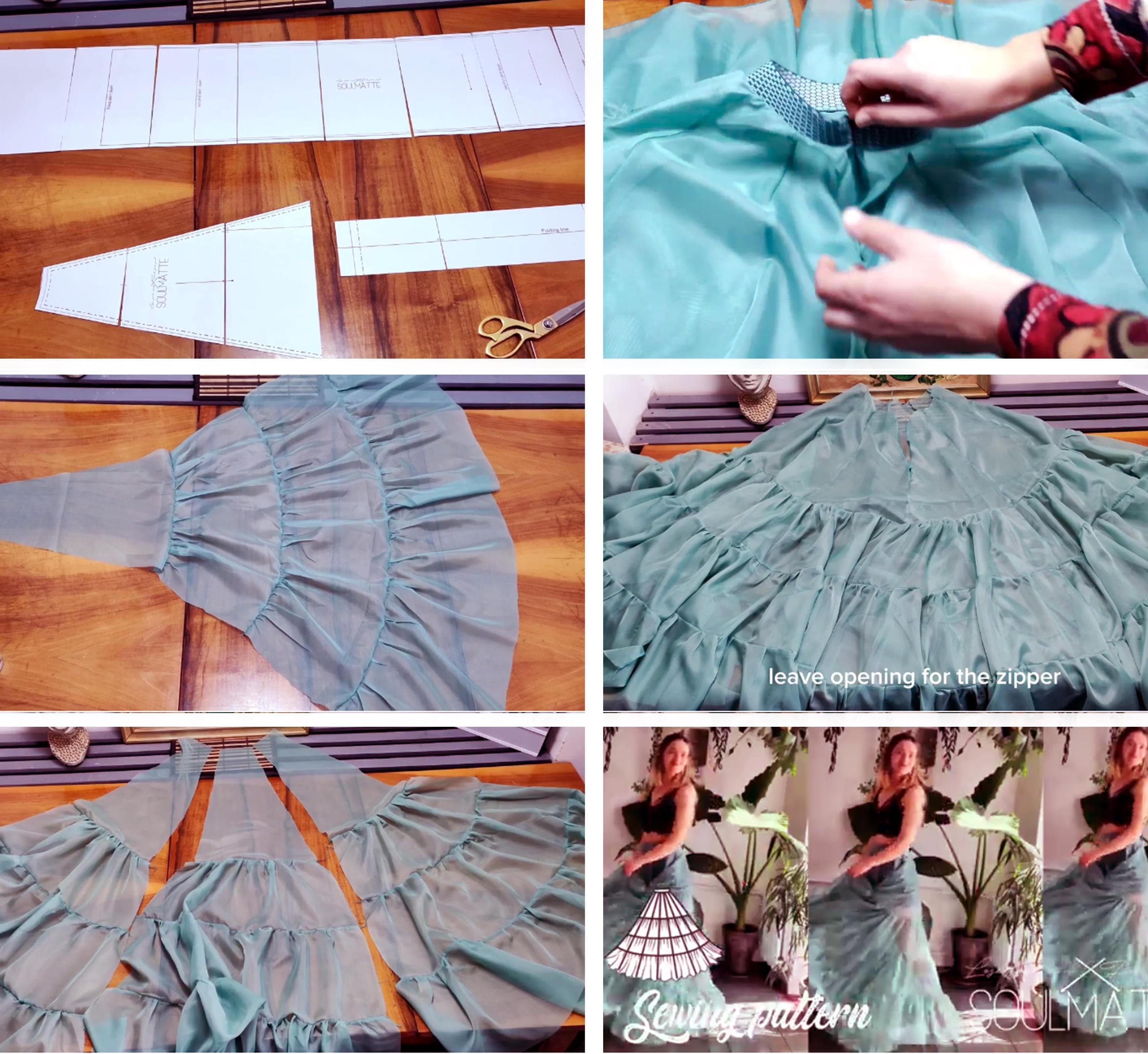 Flared Maxi Skirt Sewing Pattern: Ruffle Hem Gore, XS-5XL (PDF Pattern ...