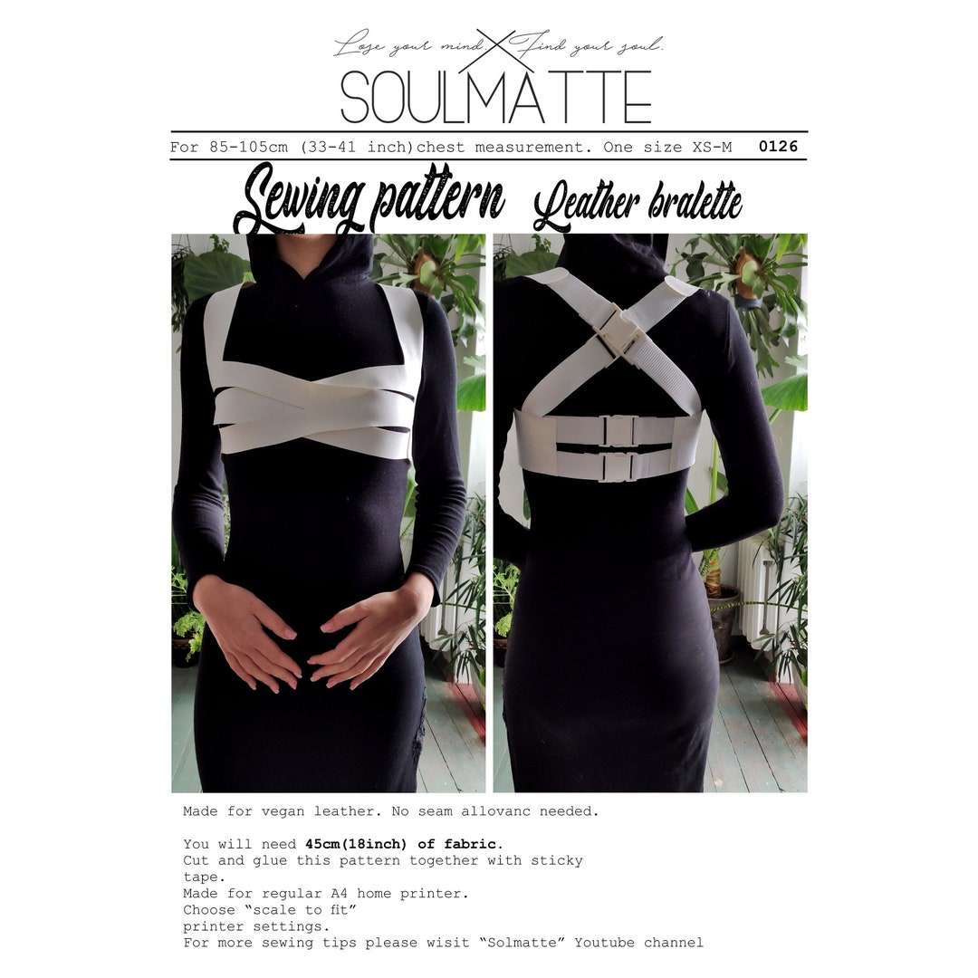 DIY, Bralette Sewing Pattern, Pattern for Faux Leather Belt, Chest ...