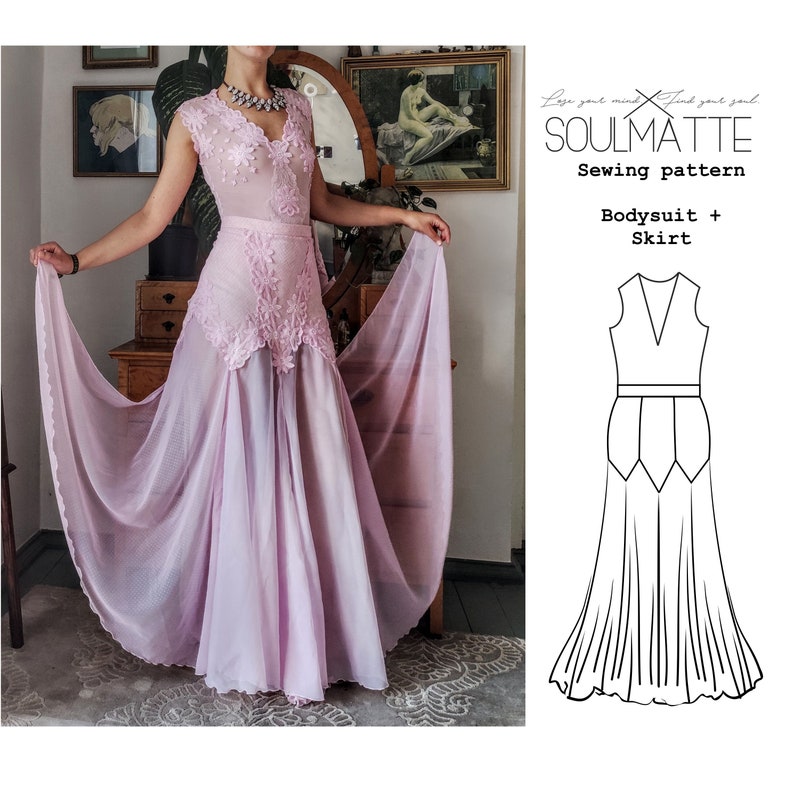 PDF Dress Pattern 30s Inspired Dress Wide Evening Skirt - Etsy