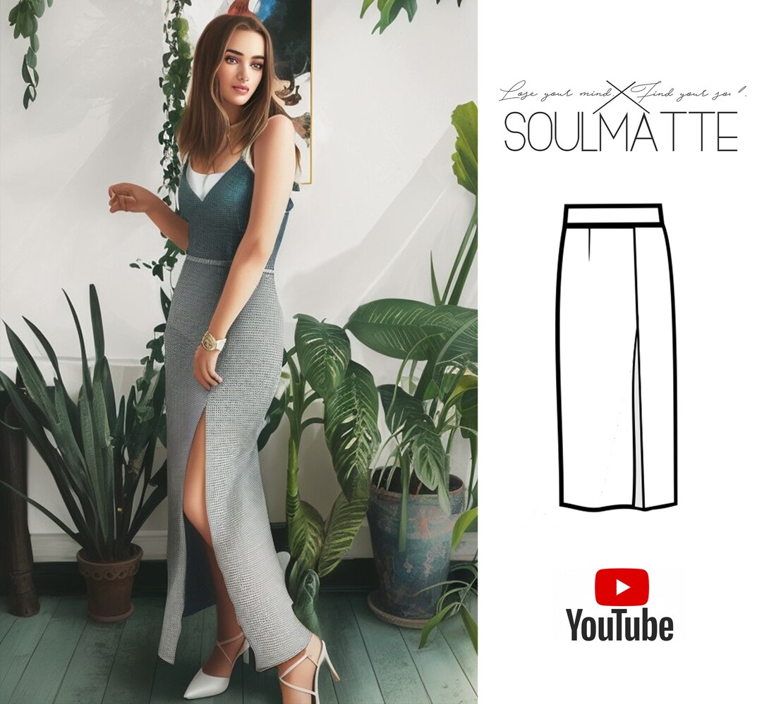 Long Sexy Fitted Skirt Pattern, Long Pencil Skirt Pattern for Beginners, Evening Skirt Pattern ...