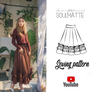 Gore Skirt With Ruffles Sewing Pattern With Video Tutorial - Etsy