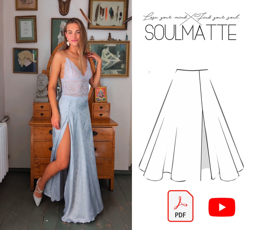 Long Skirt With Split, Sewing Pattern for A Line Skirt With Video ...