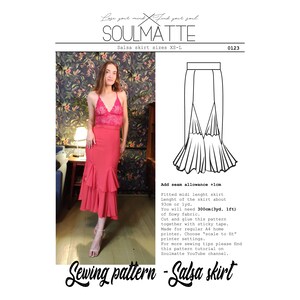 Long Salsa Style Fitted Skirt. Evening Skirt Pattern Beginners With ...