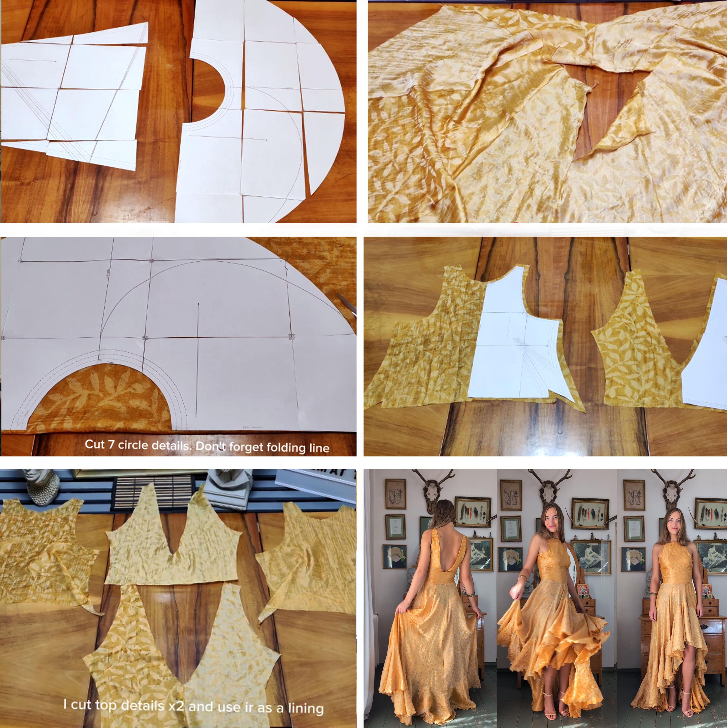 Long Flowy Dress Sewing Pattern: Open Back, Asymmetric Split, Big ...