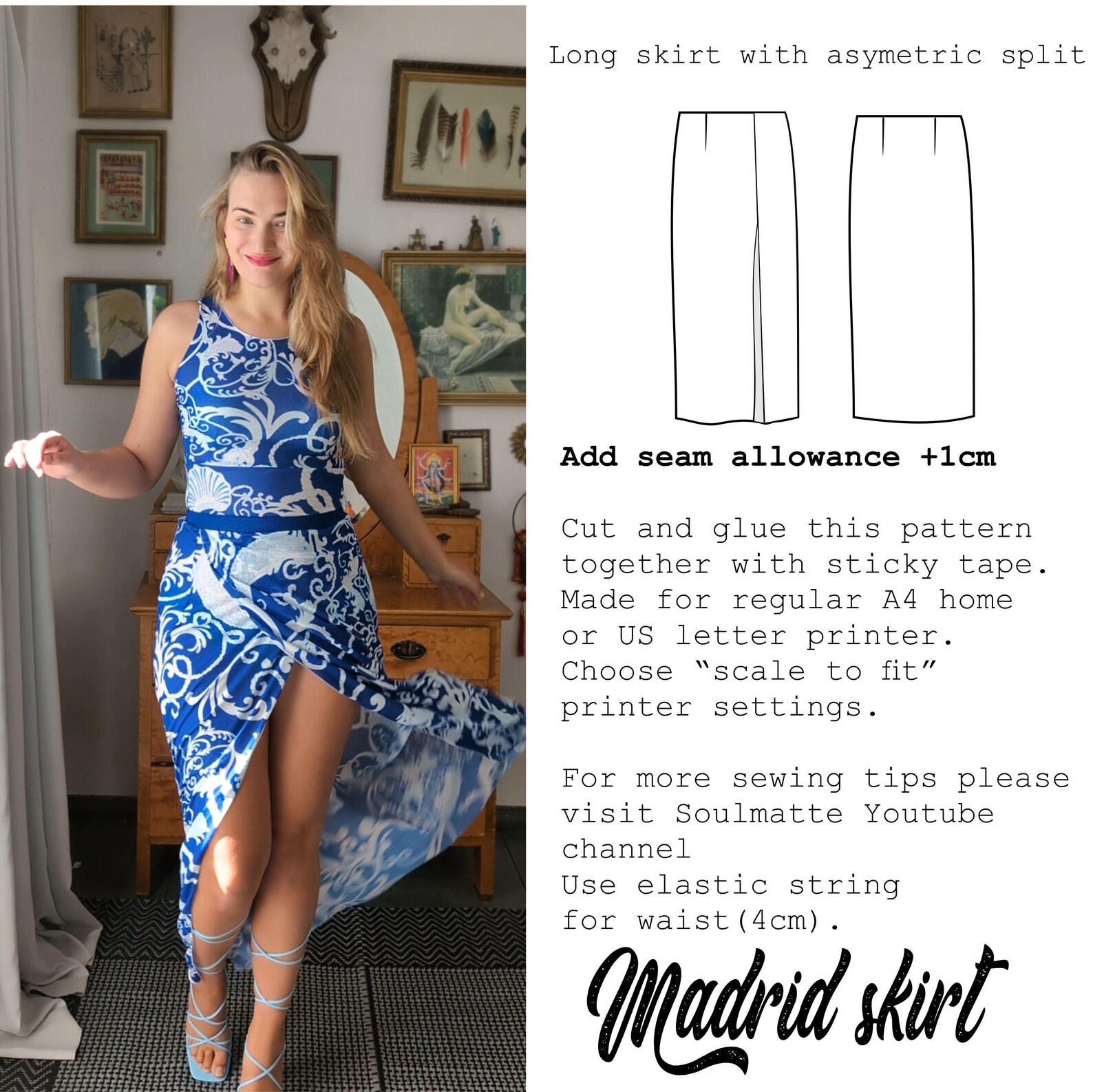 Split Skirt PDF Pattern – Beginner Friendly – Stretch or Wrap Option - Etsy