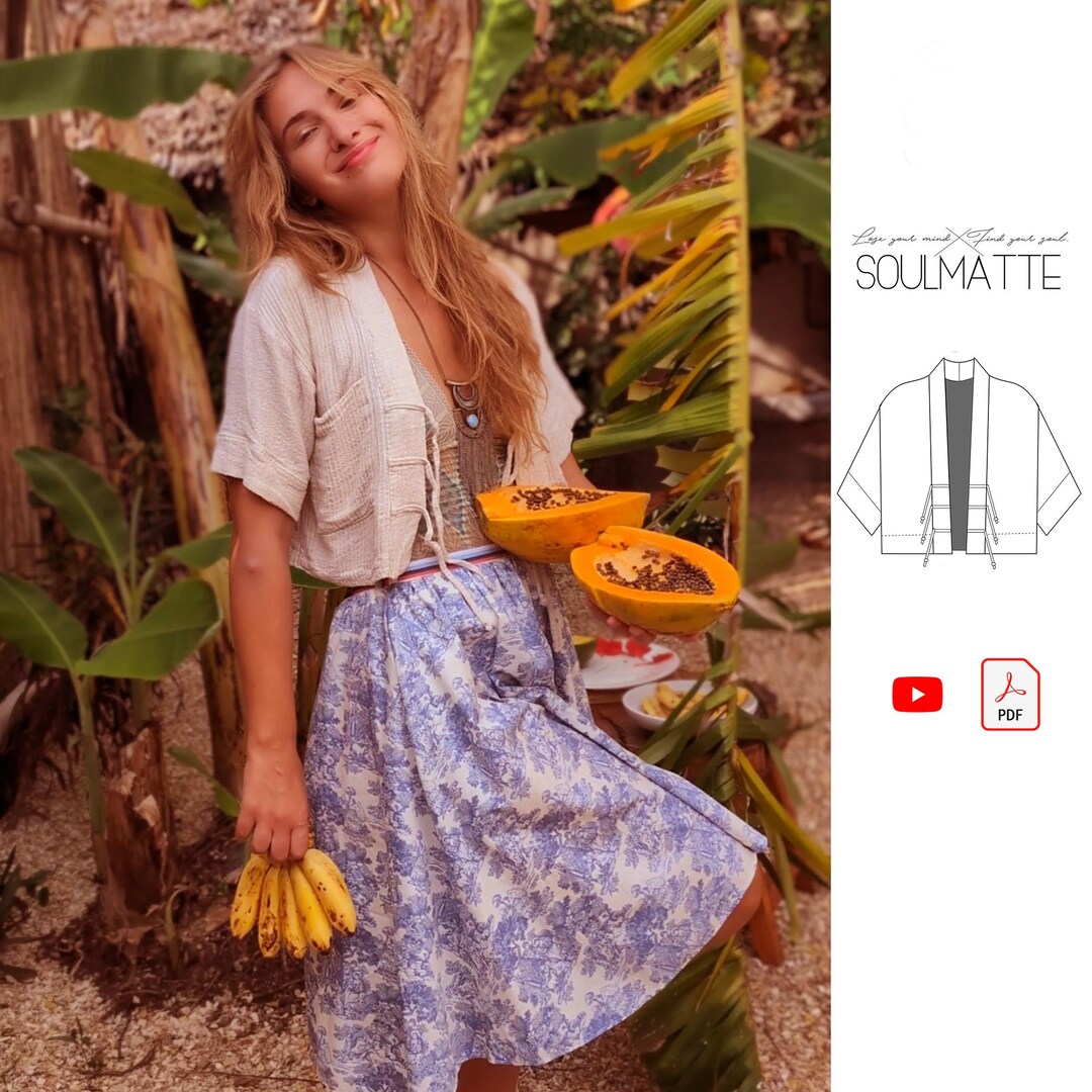 PDF Sewing Pattern for Oversized Tie-front Shirts – Video Tutorial, A4 ...