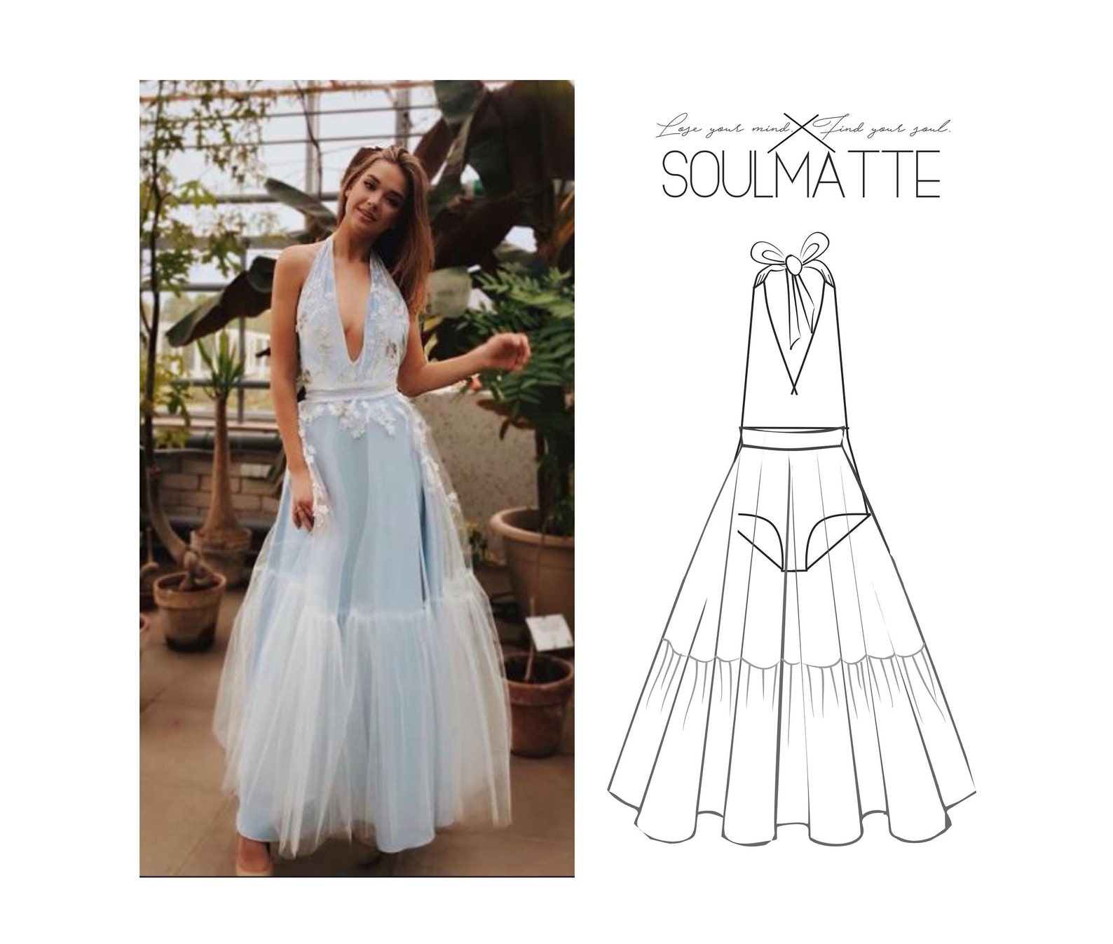 Evening Gown Printable Pattern PDF Dress Sewing With Video - Etsy