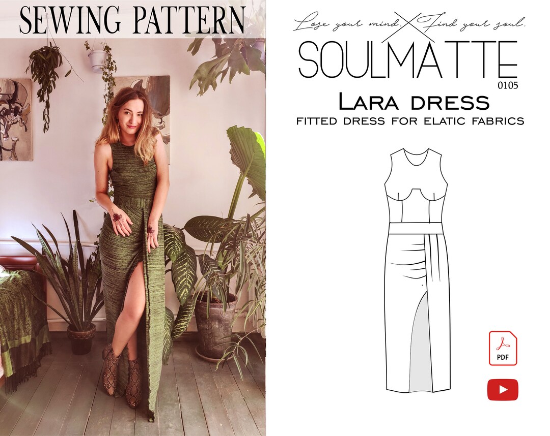 Fitted Slim Elastic Dress Pattern, PDF Bodysuit Long Pencil Skirt ...