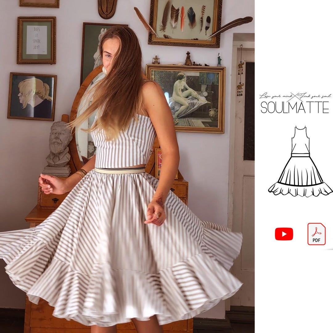 Digital Sewing Pattern for Short Flowy Dress With Thin Straps and Open ...