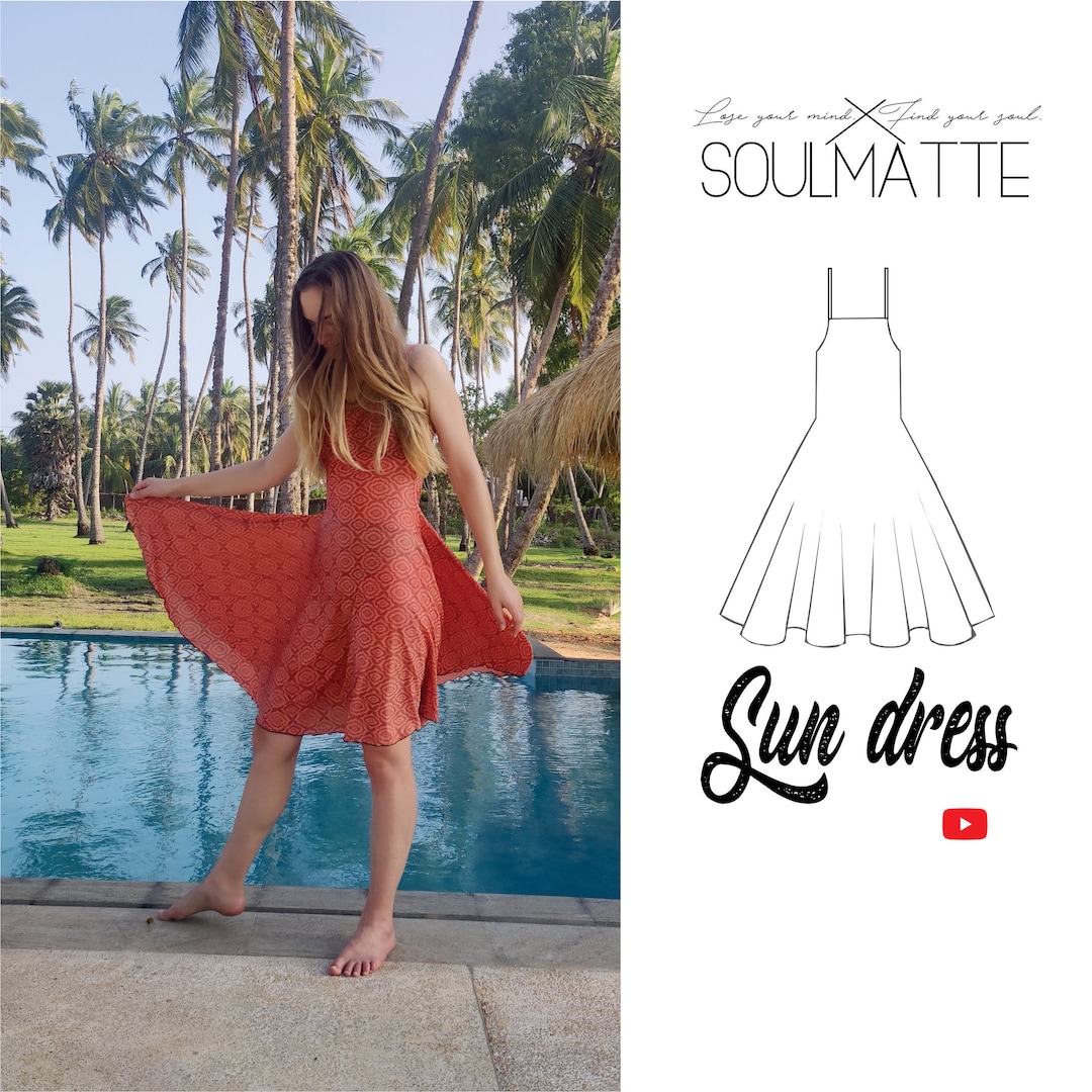 Sun Dress Sewing Pattern: Stretch Fabric, Beginner Friendly (PDF ...