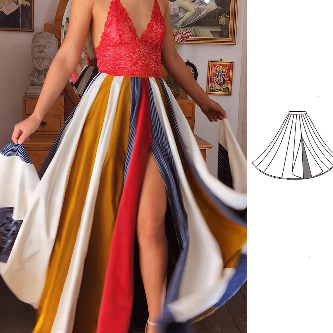 Maxi Long Skirt Pattern, Wide Evening Skirt Pattern for Beginners With ...