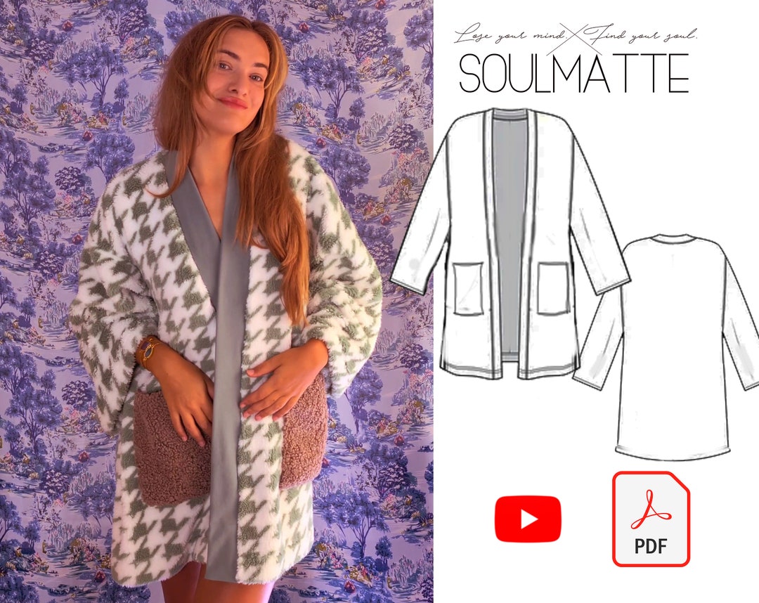 Short Kimono Robe Pattern Easy Robe Pattern, Beginner Kimono Sewing ...