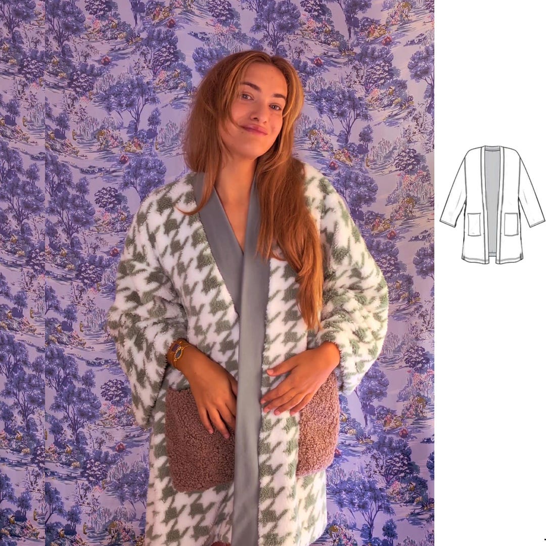 Short Kimono Robe Pattern Easy Robe Pattern, Beginner Kimono Sewing ...