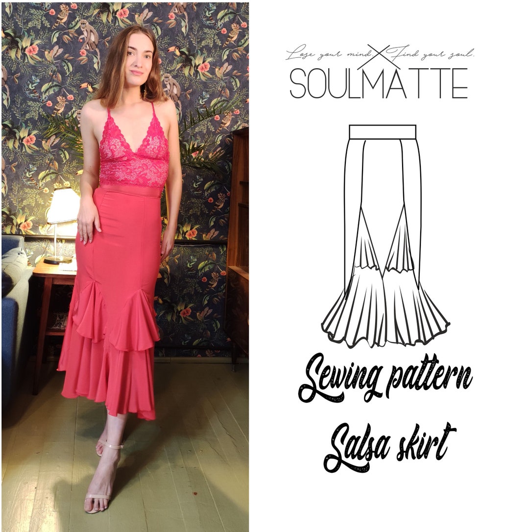 Long Salsa Style Fitted Skirt. Evening Skirt Pattern Beginners With ...