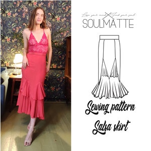Long Salsa Style Fitted Skirt. Evening Skirt Pattern Beginners With ...