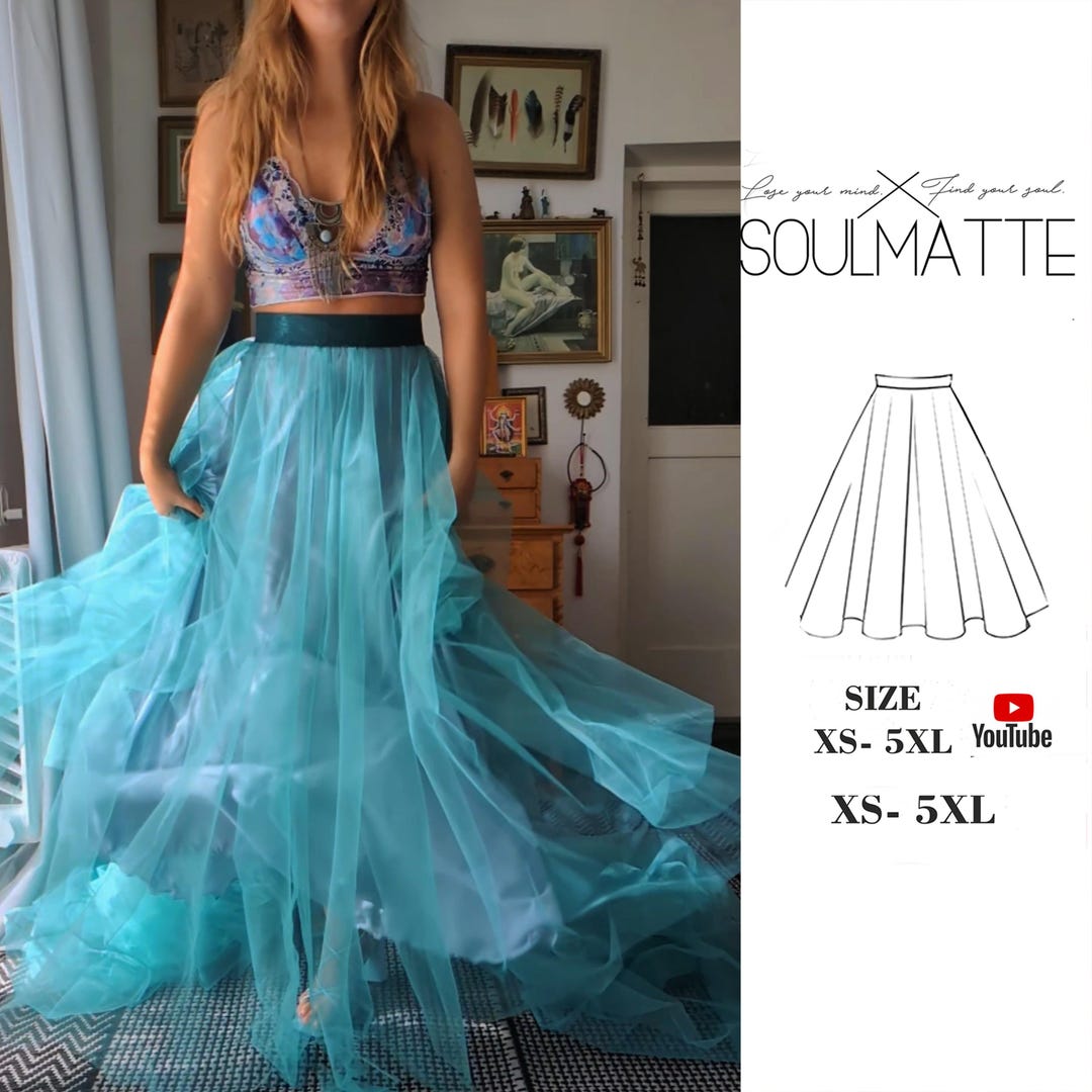 Maxi Skirt Sewing Pattern: Sun Circle Evening Gown (PDF Pattern XS-5XL ...
