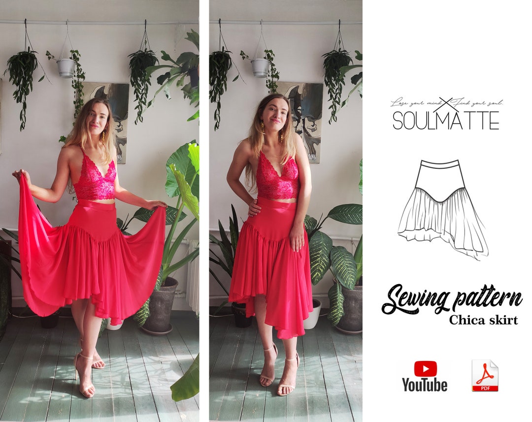Dance Skirt Pattern, Wide Evening Skirt Pattern for Beginners, Instant ...