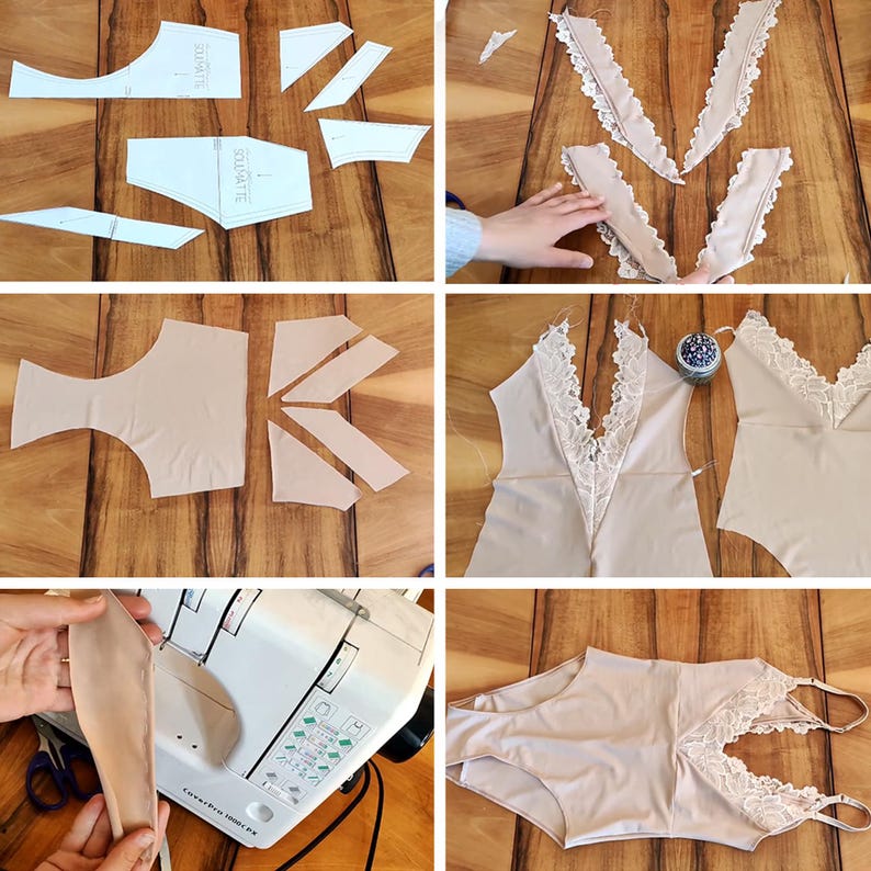 Bodysuit Sewing Pattern PDF | V-neck Open Back , Swimsuit and Lingerie ...