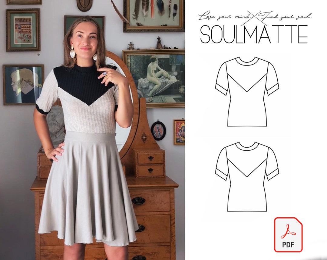 Woman Shirts Pattern for Stretchy Fabric DIY T-shirts Pattern, Blouse ...