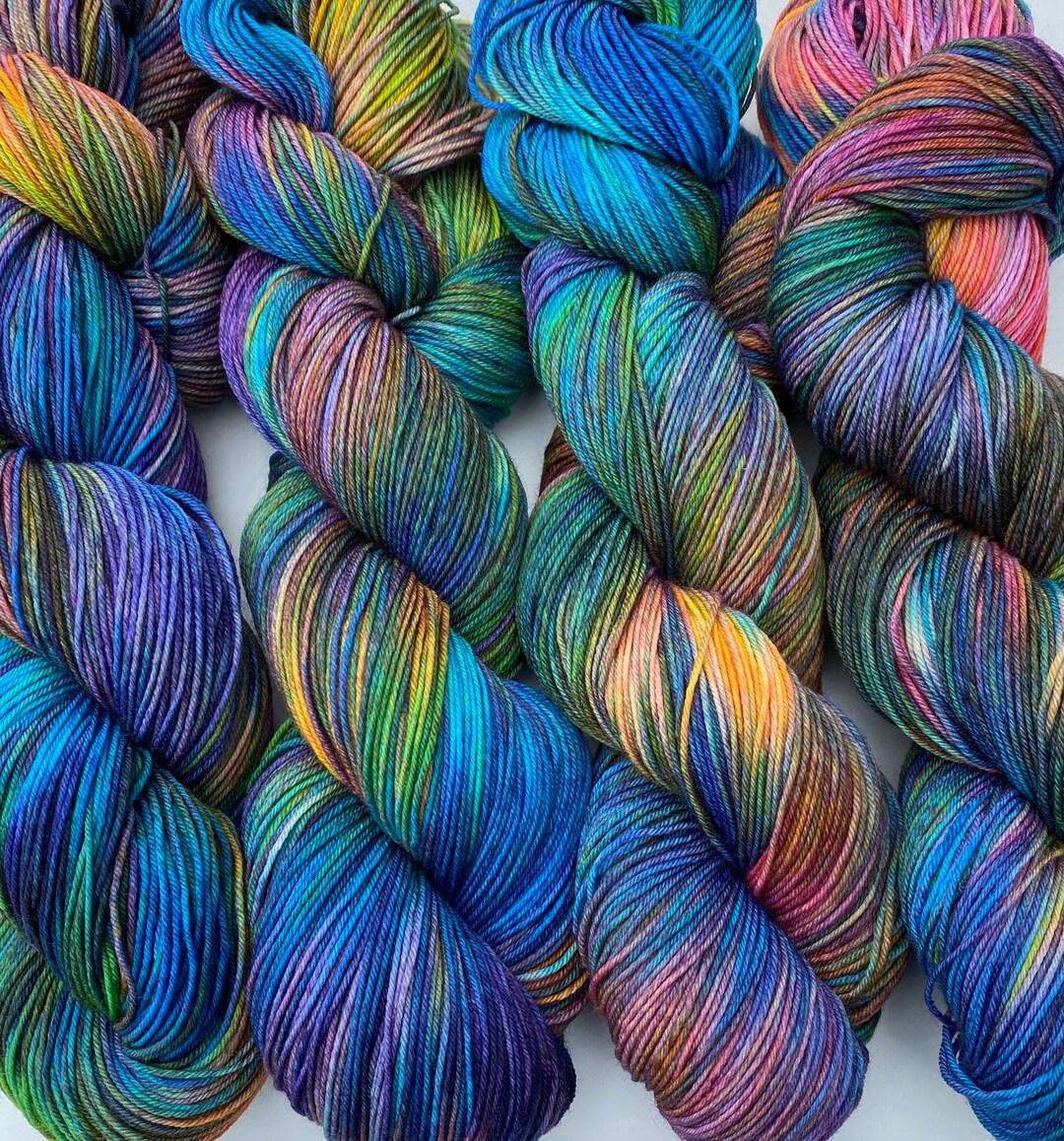 Hand Dyed Yarn 100g Superwash Merino Wool, Nylon, Sock Weight sirius ...
