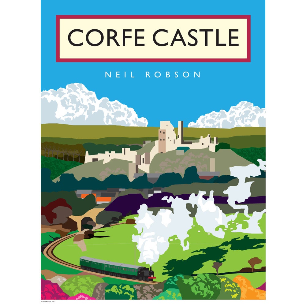Corfe Castle Illustration 40 X 30cm Art Print - Etsy