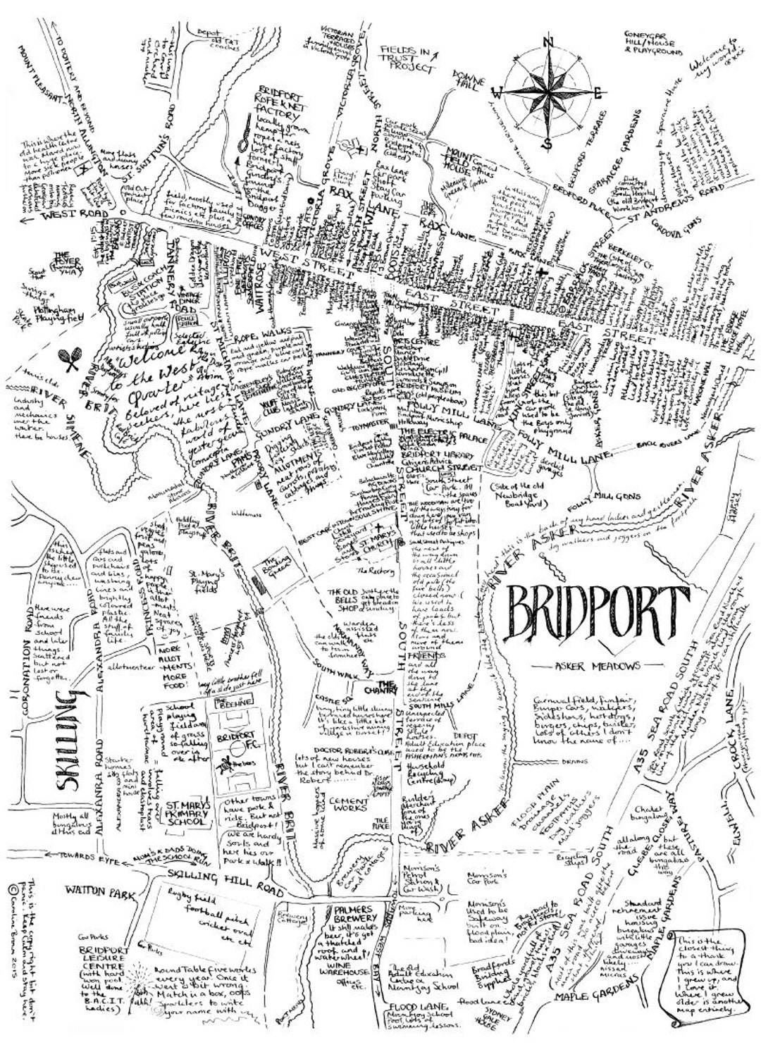 Bridport Word Map 40 X 30cm Art Print - Etsy