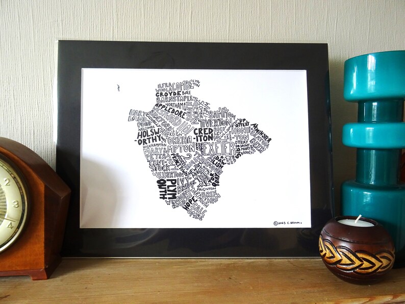 Devon Doodle Map Mounted Art Print - Etsy