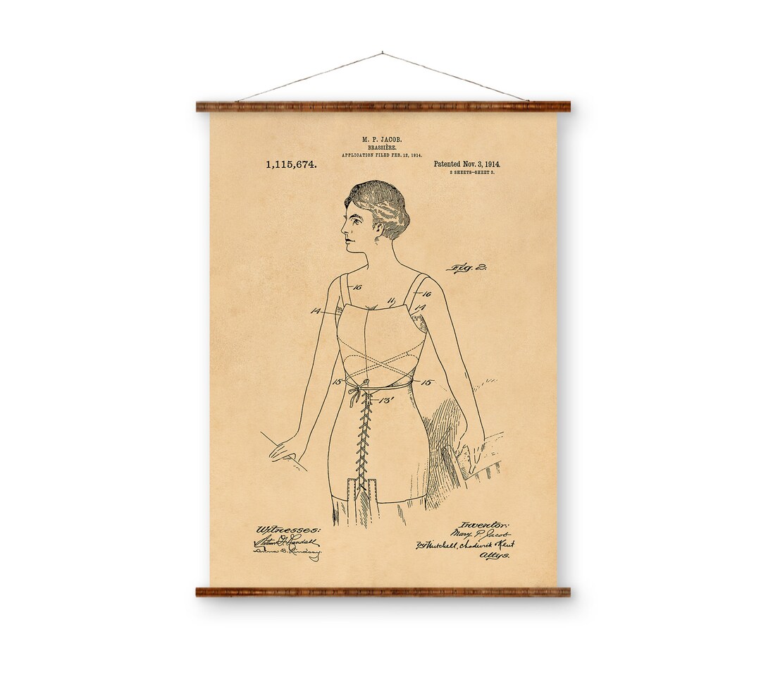 Brassiere Patent Vintage Illustrations Ready to Hang Roll Down ...