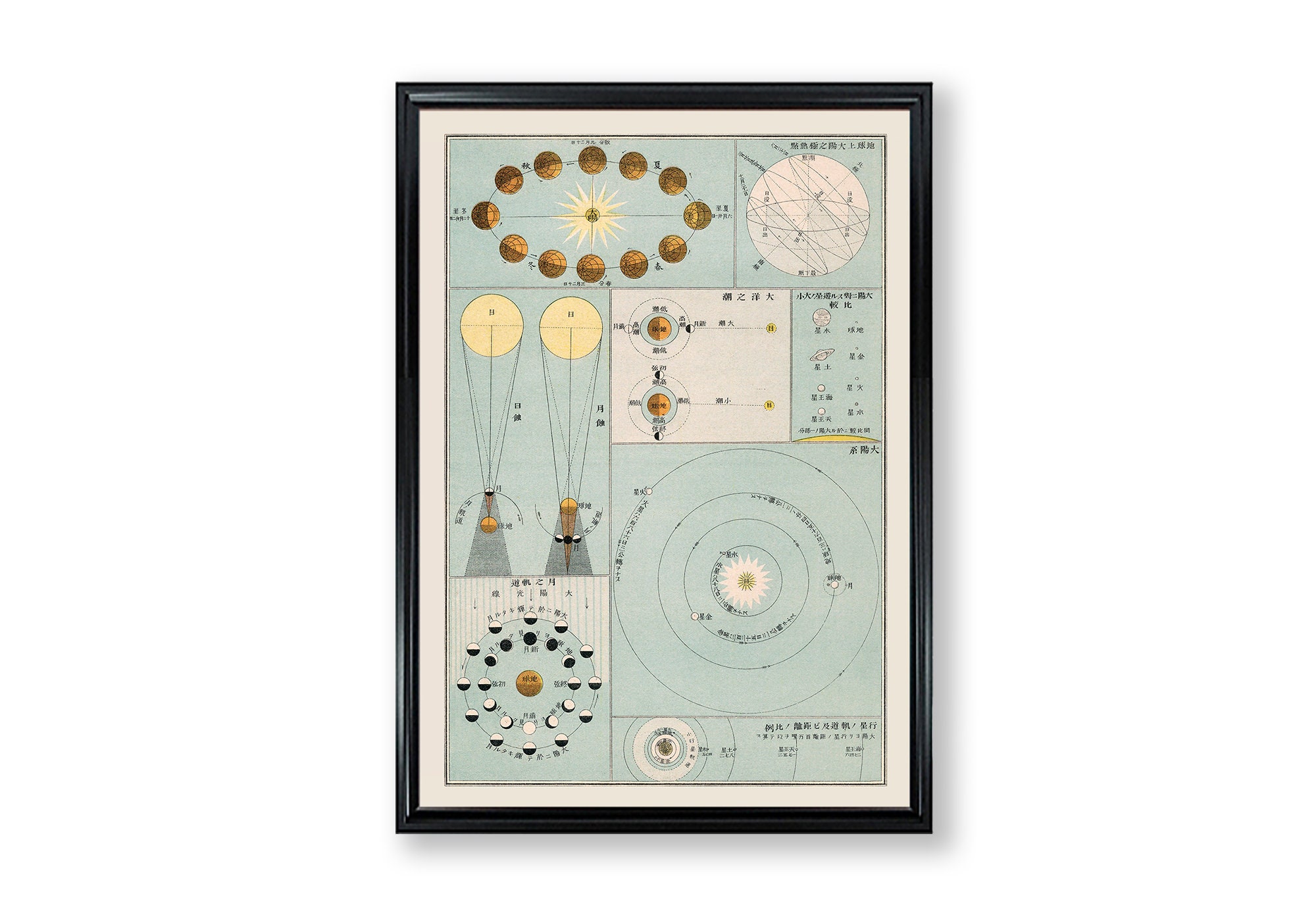 Celestial Chart Vintage Solar System and Diagrams Poster Matte | Etsy