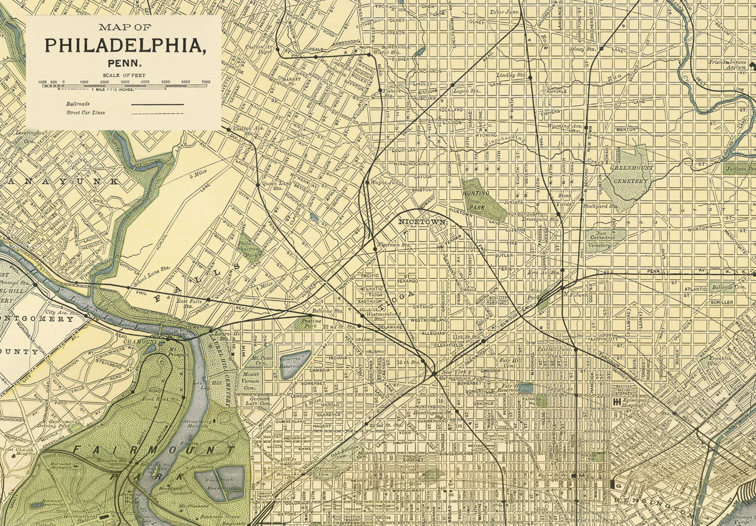Philadelphia City Map Vintage City Map on Ready to Hang Roll - Etsy
