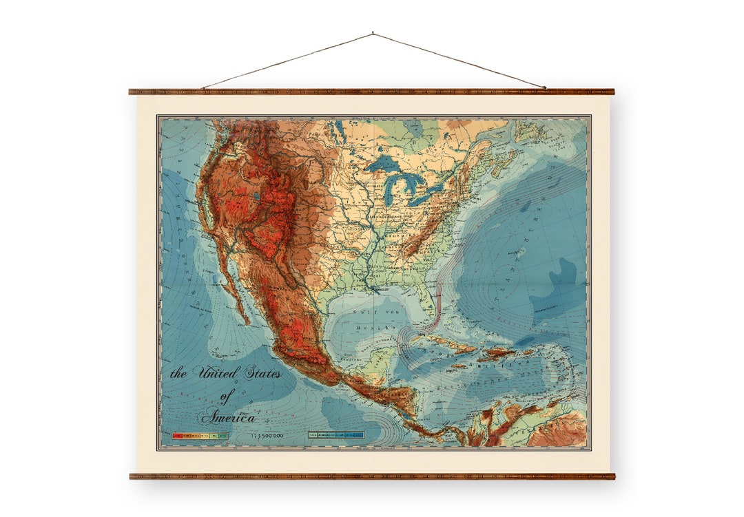 US Haack Hermann Map Vintage City Map on Ready to Hang Canvas ...