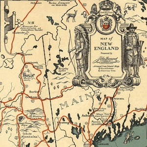 Map of New England Poster Print Vintage Home Wall Map Decor - Etsy