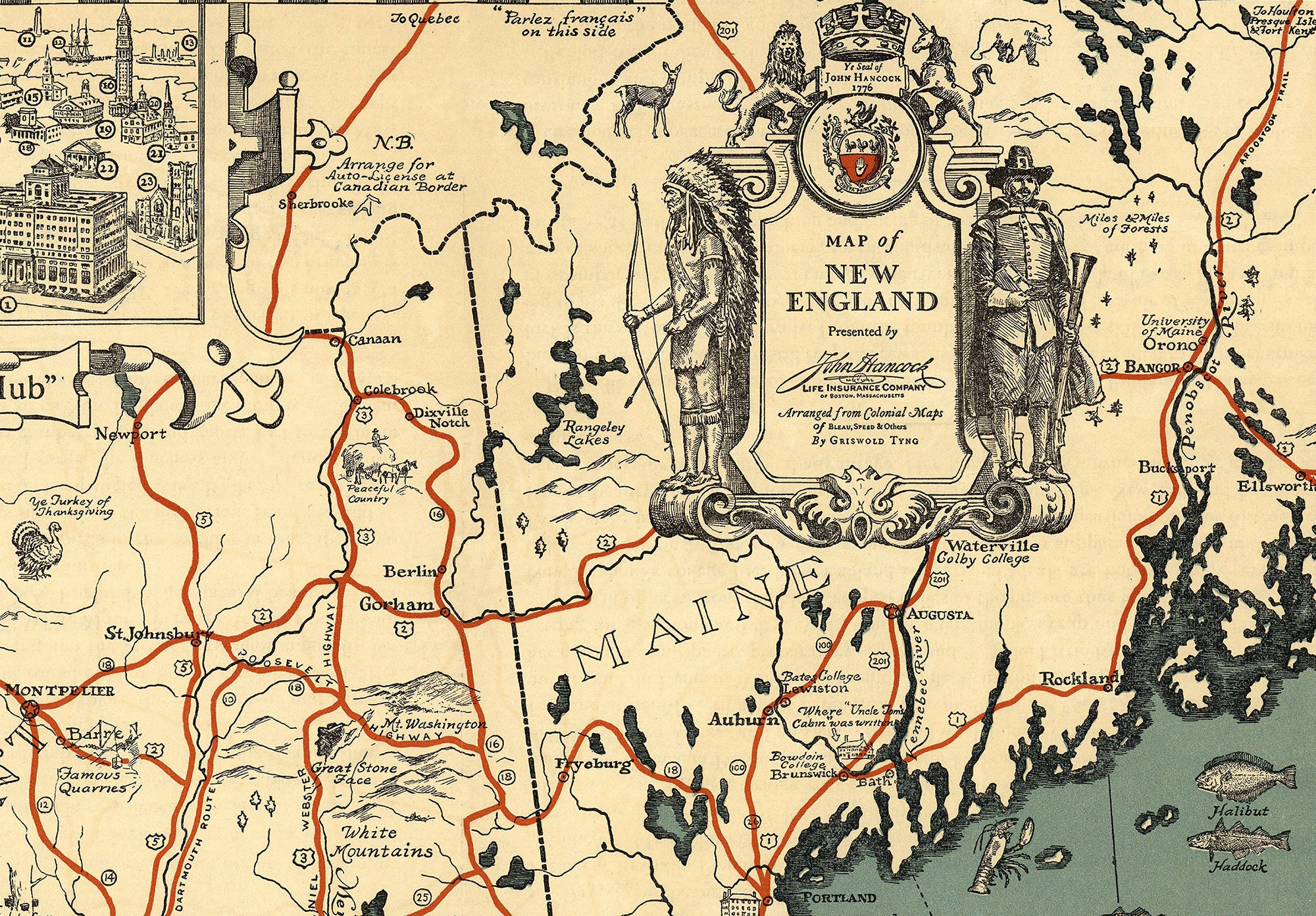 Map of New England Poster Print Vintage Home Wall Map Decor - Etsy