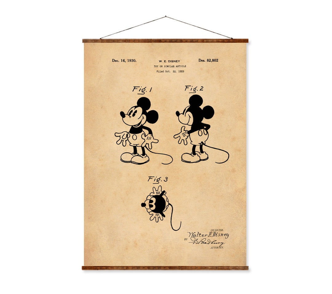 Mickey Mouse Patent Vintage Illustrations Ready to Hang Roll - Etsy