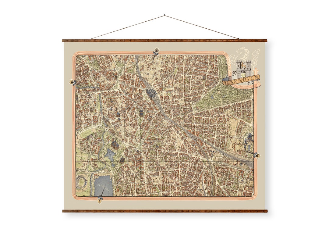 Hannover City Map: Vintage 1955 Canvas Scroll (ready to Hang) - Etsy