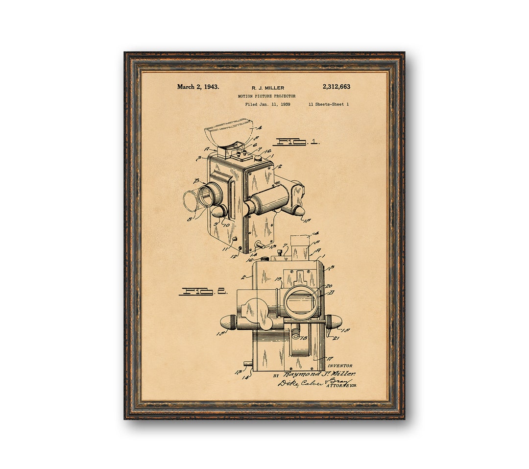Motion Picture Projector Vintage Patent Illustrations Industrial ...