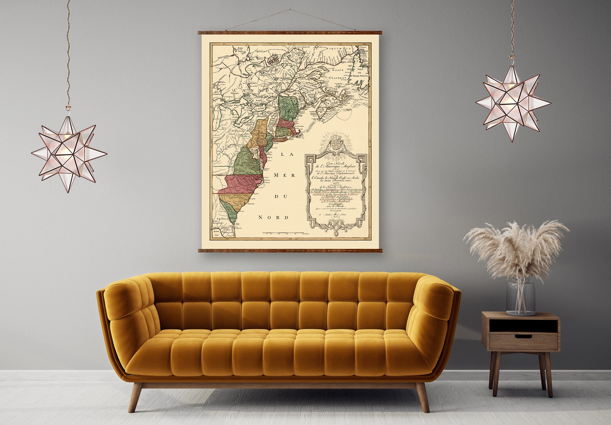 Thirteen Colonies Map: Vintage Canvas Scroll - Rustic Home Decor - Etsy