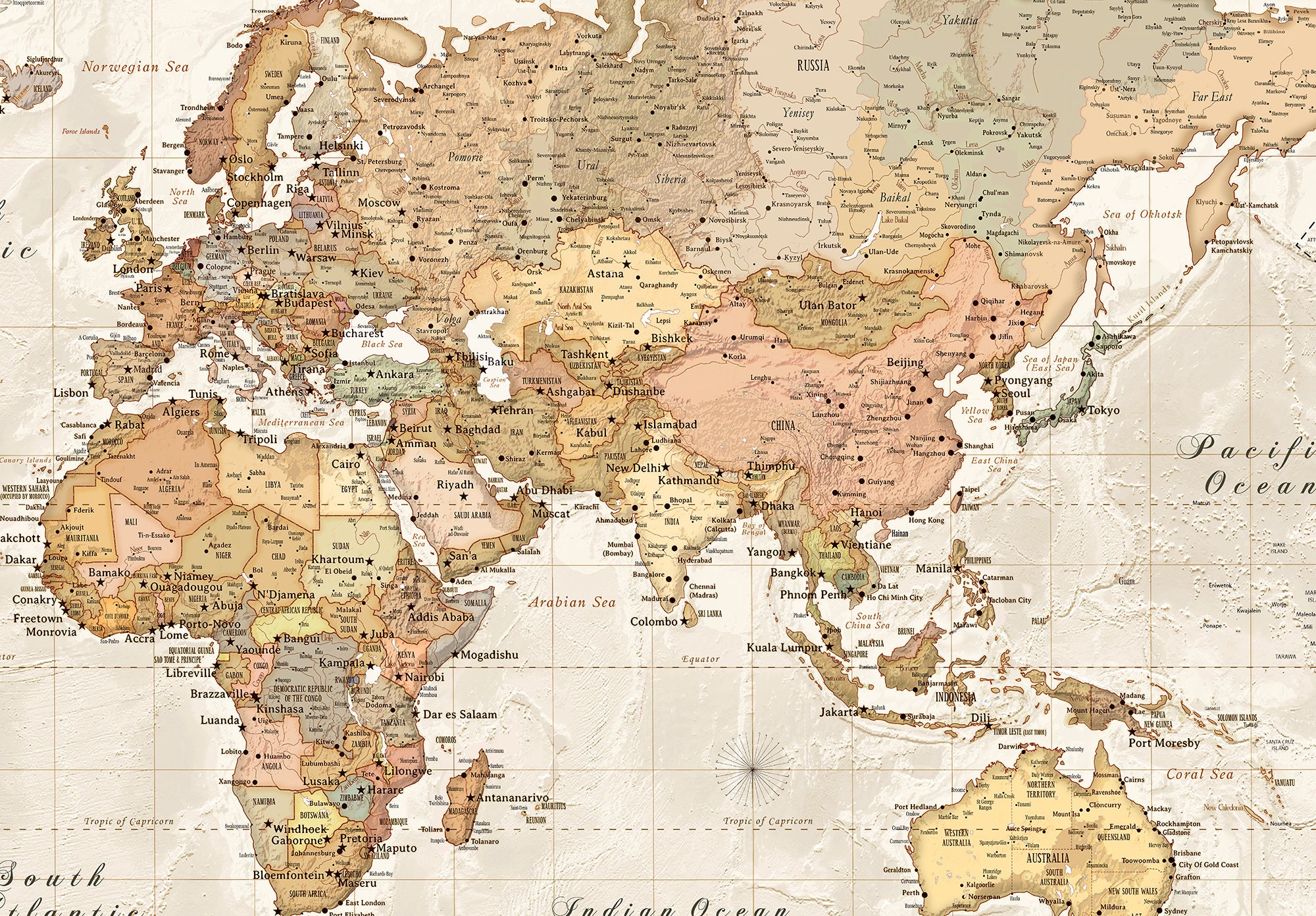 World Map Current up to Date Poster Print Decorative Map of - Etsy