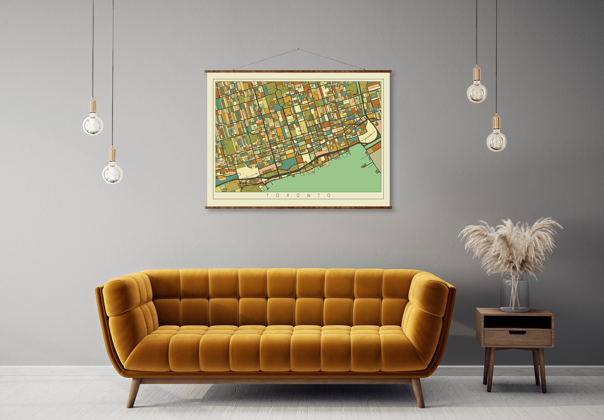 Toronto Mosaic City Art Map Vintage Colored Ready to Hang | Etsy